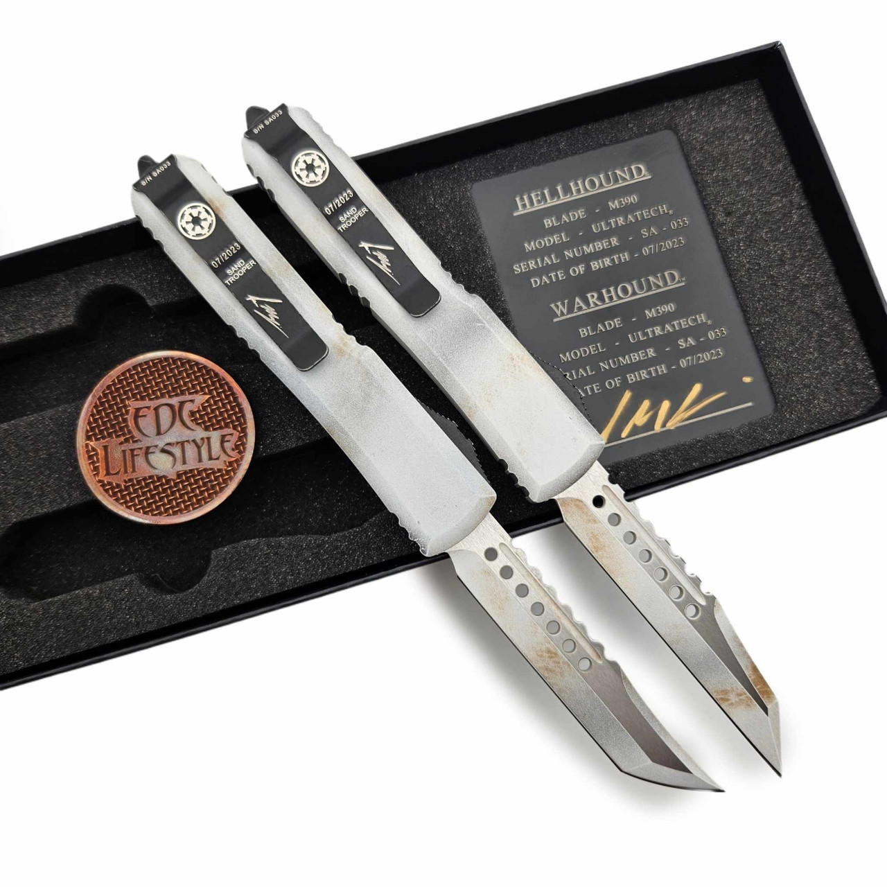 Microtech Ultratech 119-1SETSADS Hellhound Tanto & Warhound Signature ...
