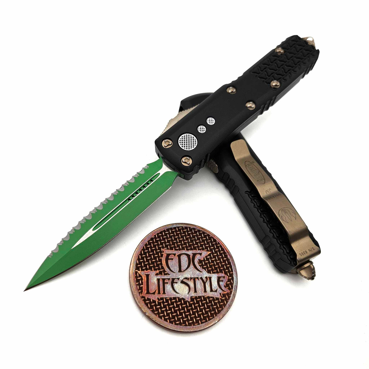 Microtech UTX-85 232-3JM Green Double Edge Full Serrated Star Wars Jedi ...