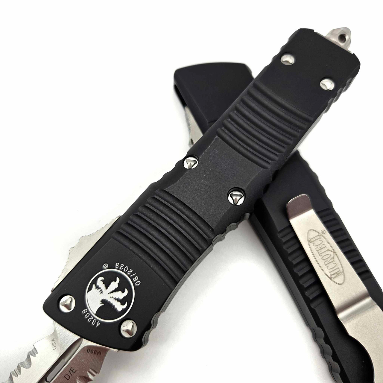 Microtech Combat Troodon 142 11 Black Stonewash Double Edge Partial
