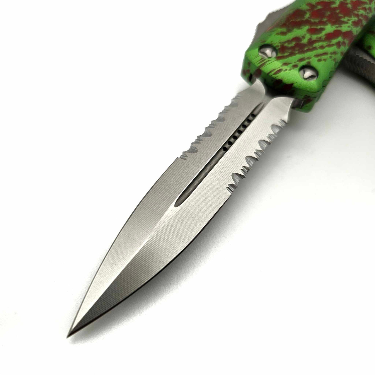 Microtech Utx 85 232 11z Zombie Tech Stonewash Double Edge Partial Serrated