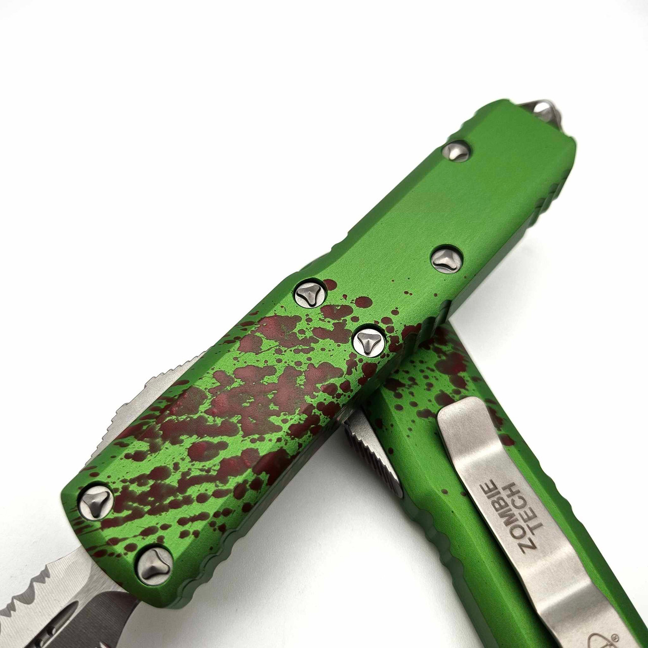 Microtech Utx 85 232 11z Zombie Tech Stonewash Double Edge Partial Serrated