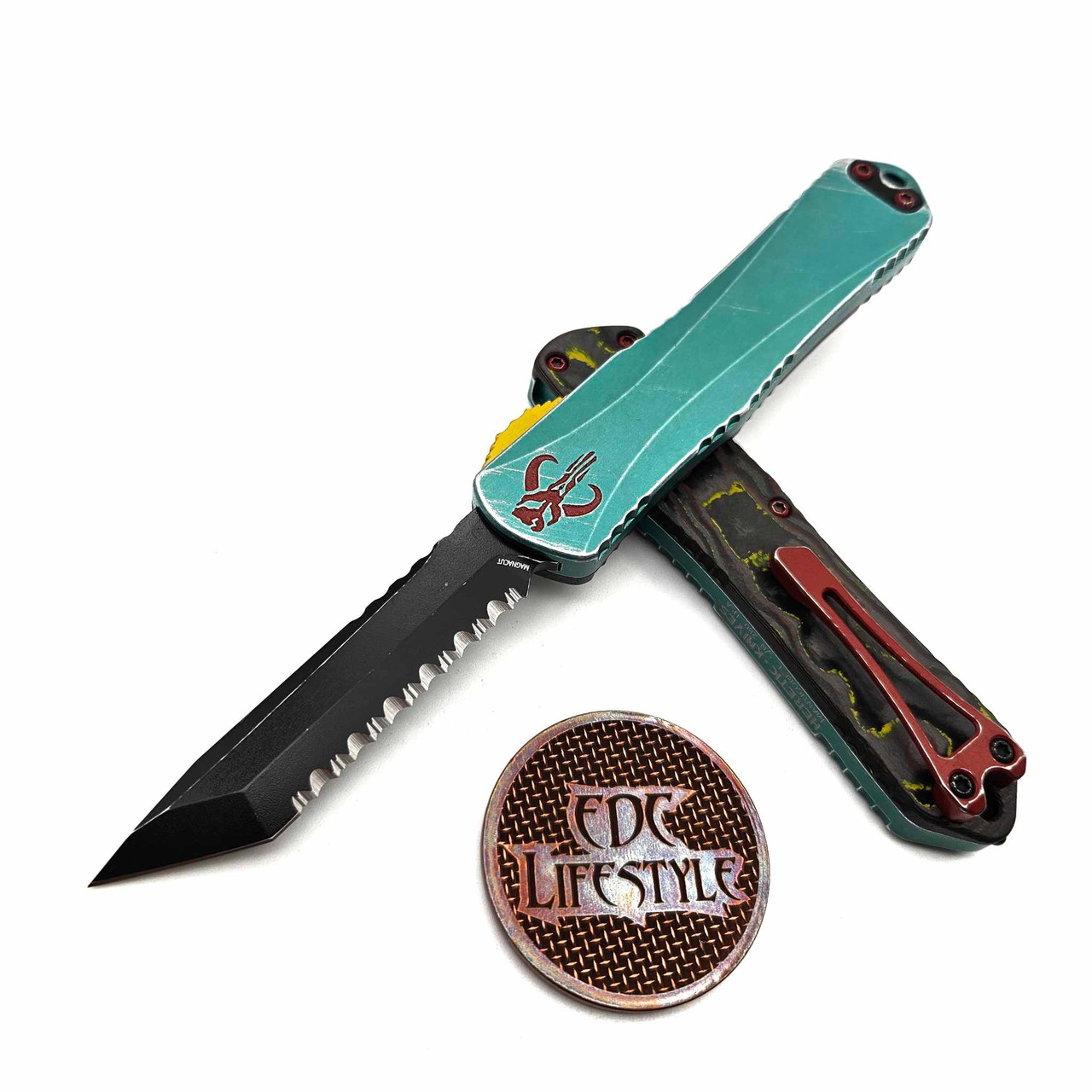 Heretic Manticore E Bounty Hunter Tanto Full Serrated Camo Carbon Back ...