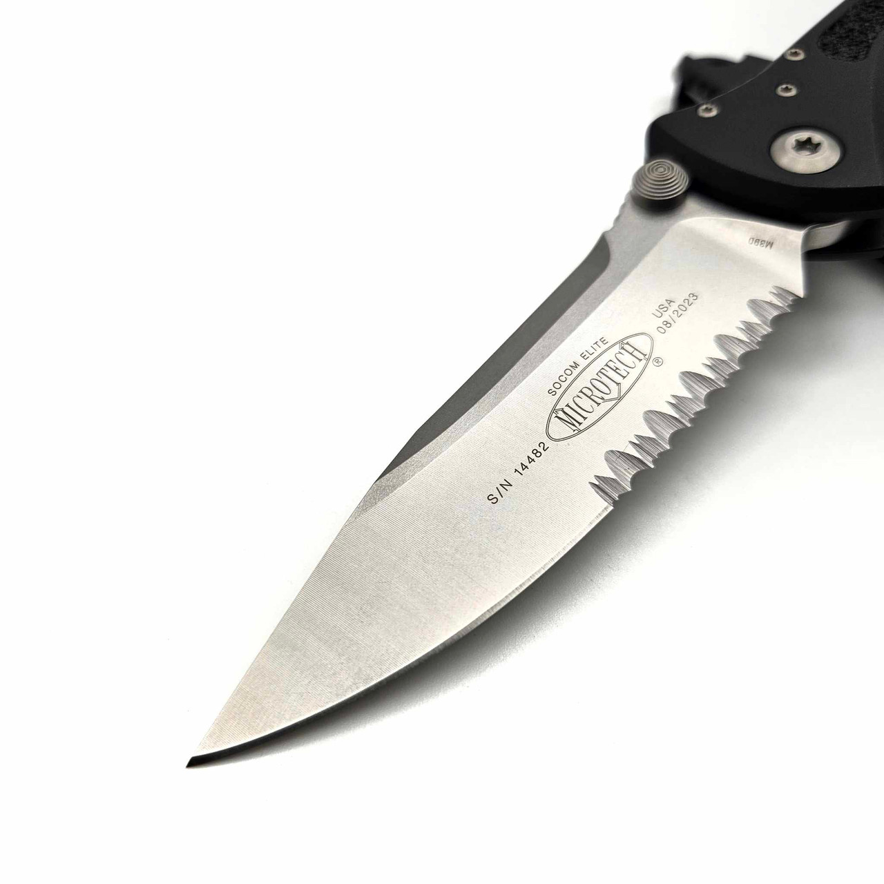 Microtech Socom Elite Manual 160 11 Black Single Edge Stonewash Partial