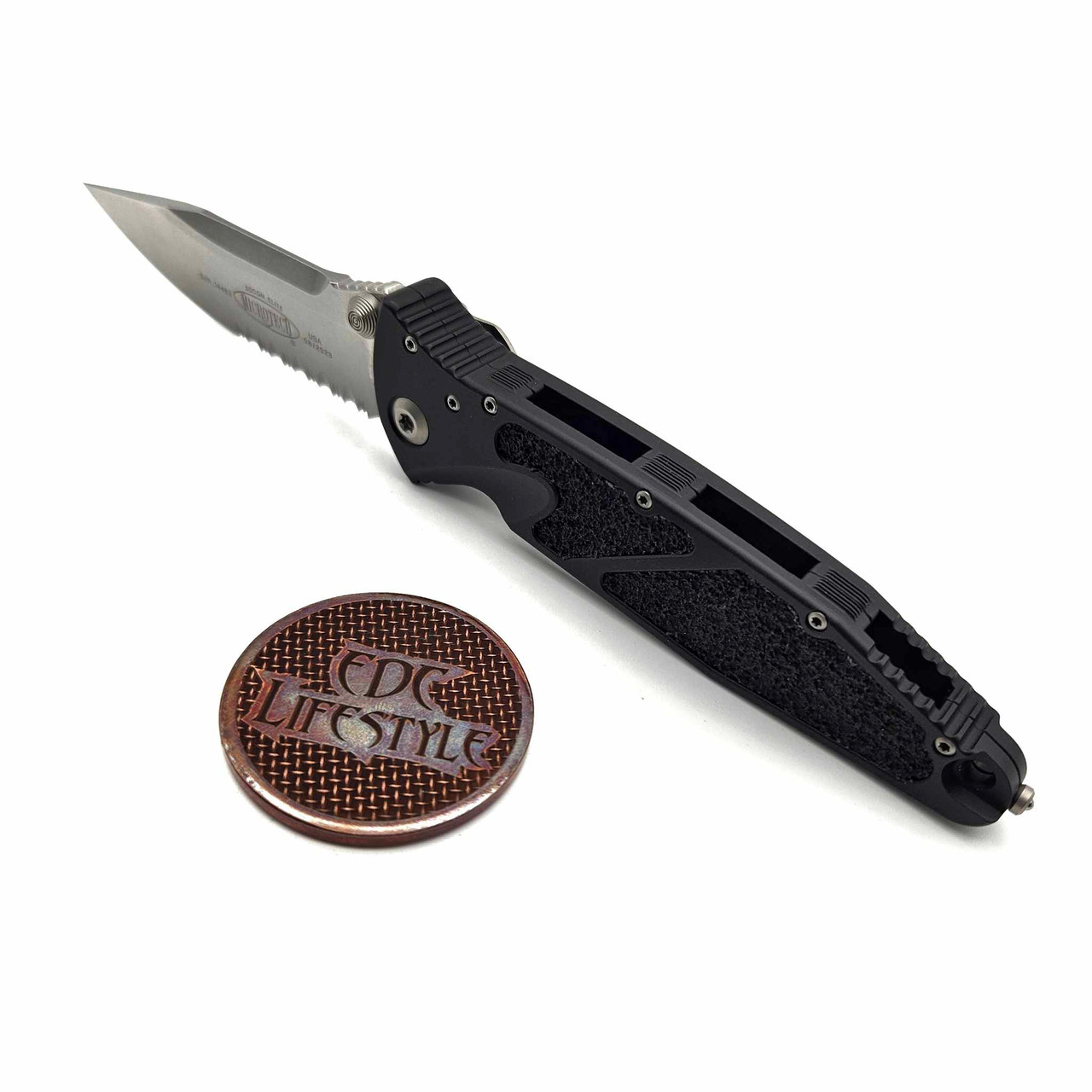 Microtech Socom Elite Manual 160 11 Black Single Edge Stonewash Partial