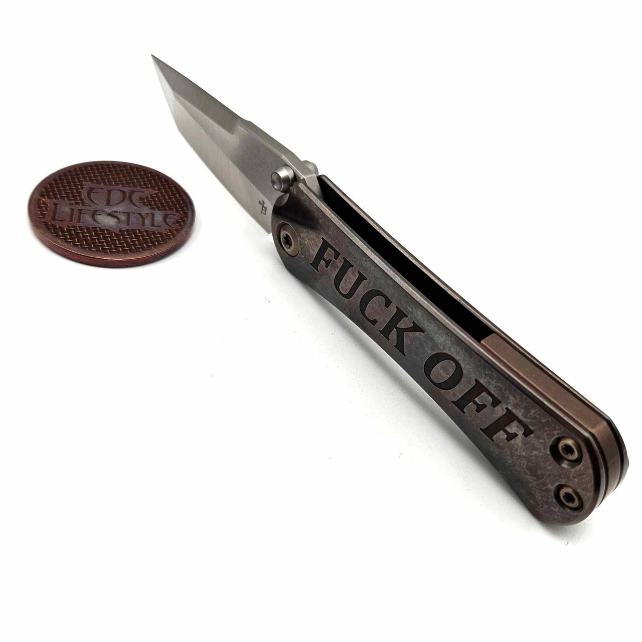 Borka Blades SBTF Tanto Blade w/Swedge Titanium Fuck OFF Handle - Preowned