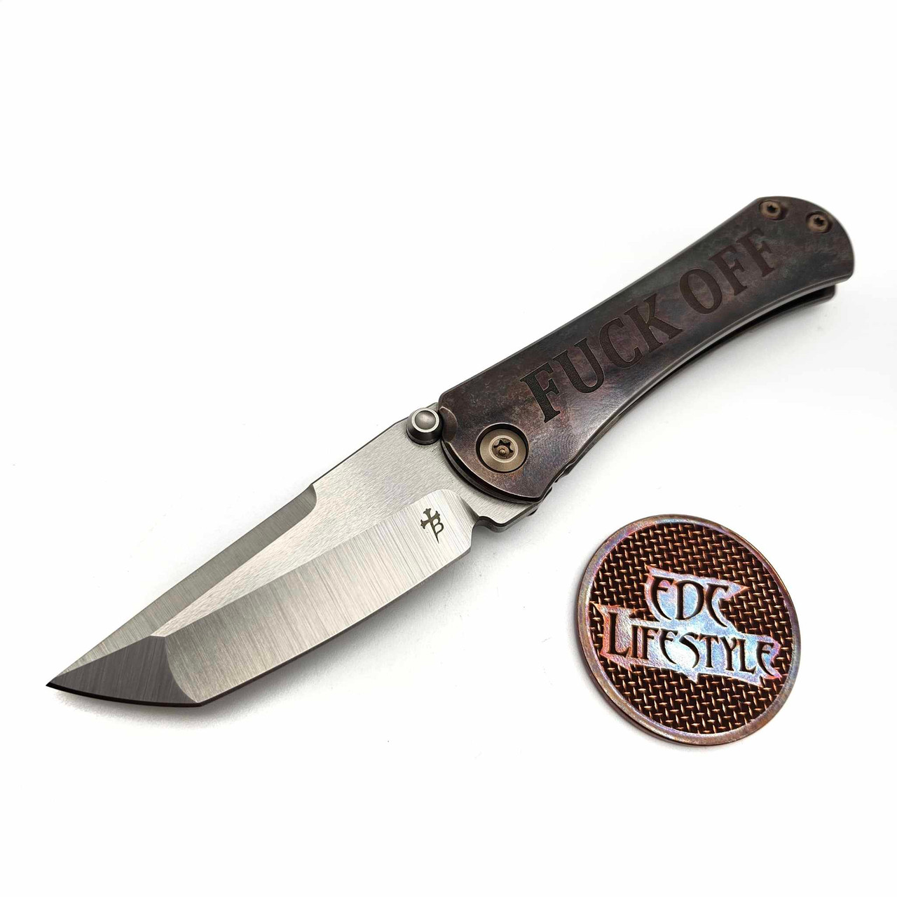 Borka Blades SBTF Tanto Blade w/Swedge Titanium Fuck OFF Handle - Preowned