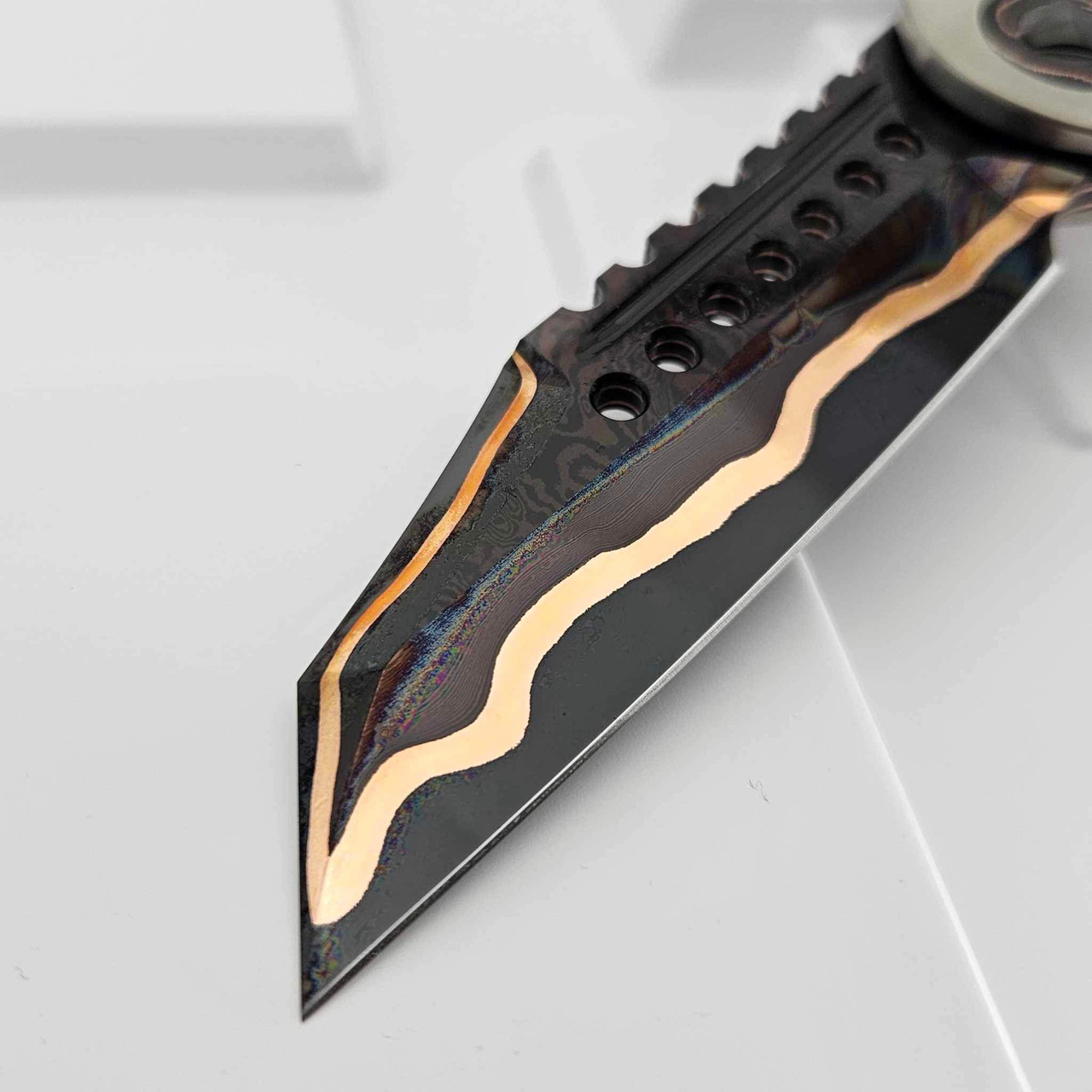 Marfione Custom Warhound Sunset Gomai Pattern Baker Forge Damascus