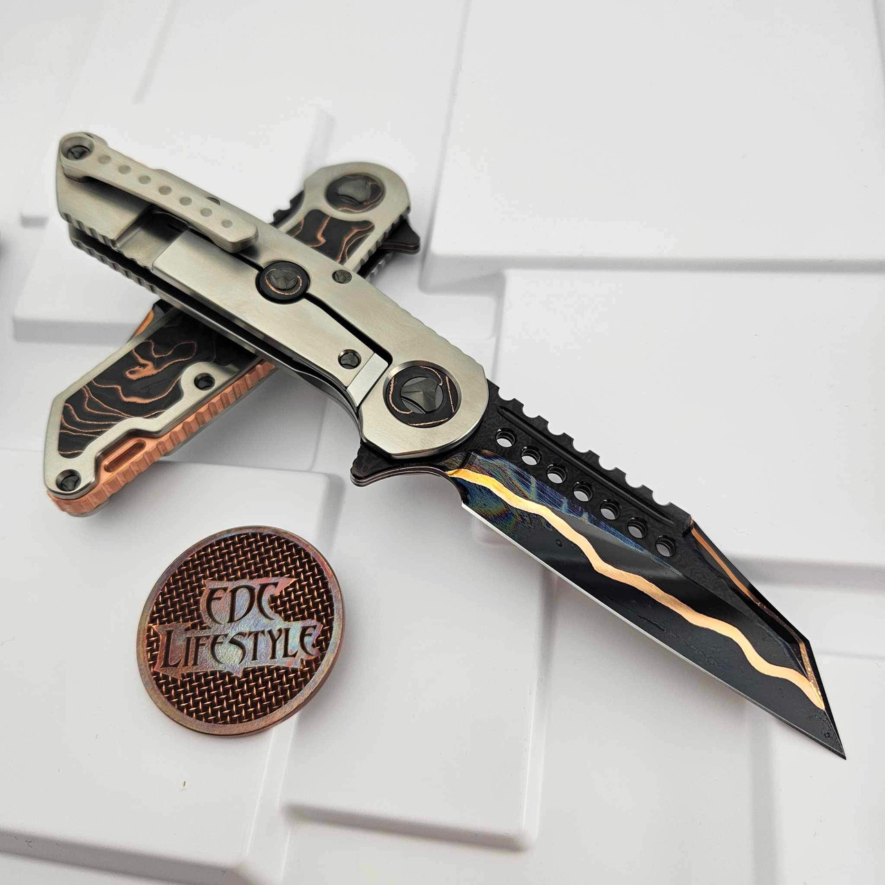 Marfione Custom Warhound Sunset Gomai Pattern Baker Forge Damascus ...