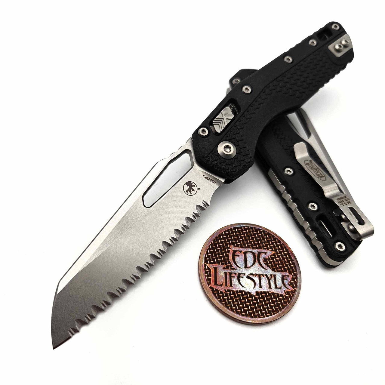 Microtech MSI Ram-Lok S/E Tri-Grip Polymer Black Full Serrated ...