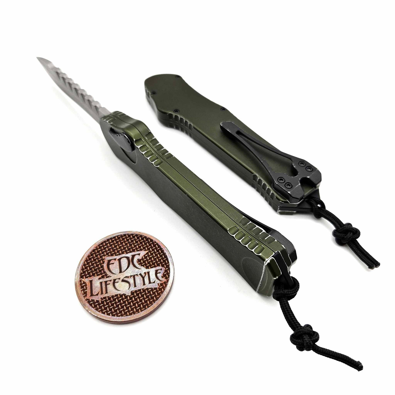 Heretic Knives Hydra Single action Auto Recurve Battleworn Standard ...