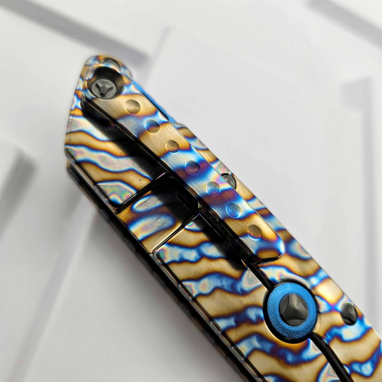Marfione Custom Warhound Dlc Diamondwash Flamed Titanium Wblue Ti