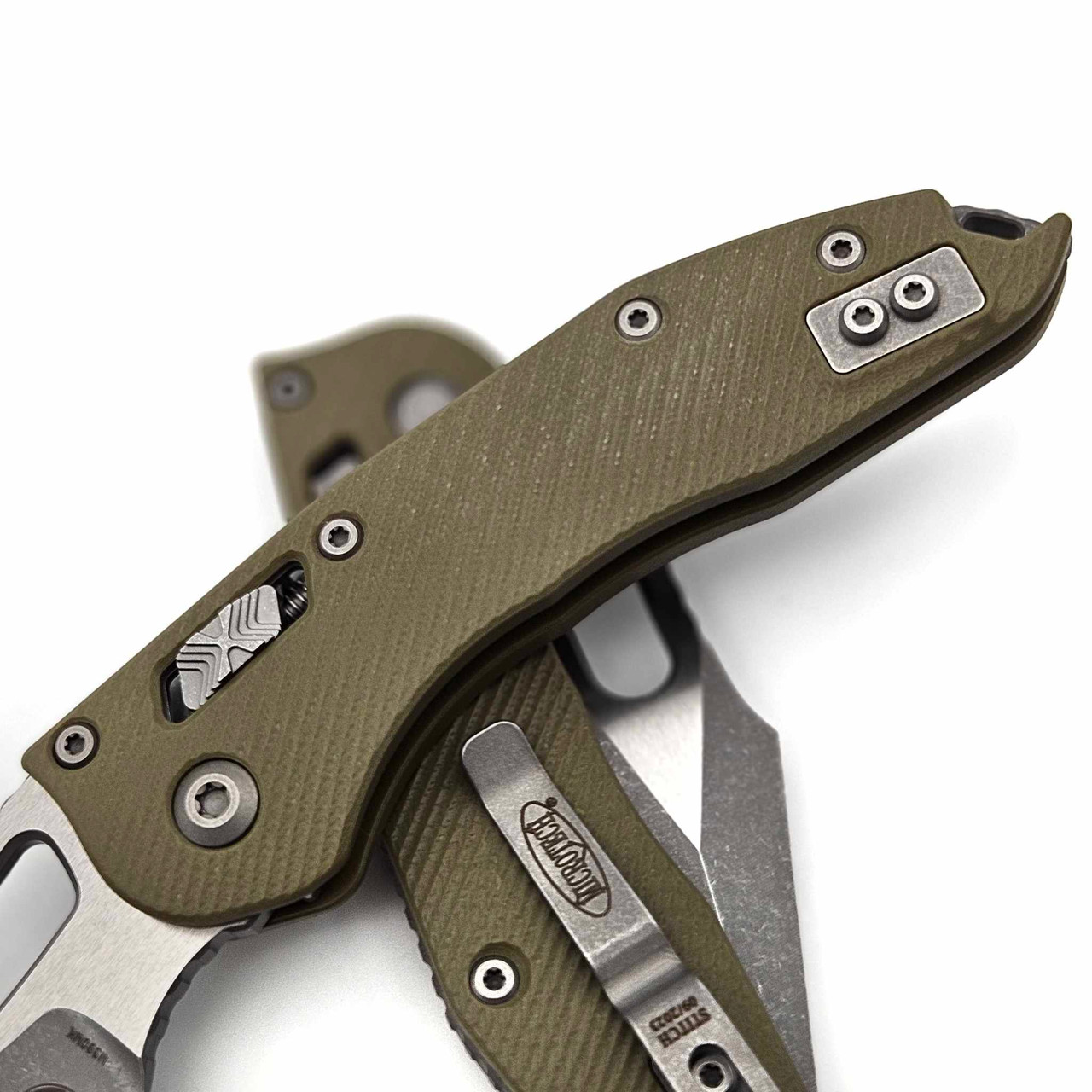 Microtech Stitch Ram-Lok 169RL-10APFLGTOD Fluted OD Green G-10 Apocalyptic