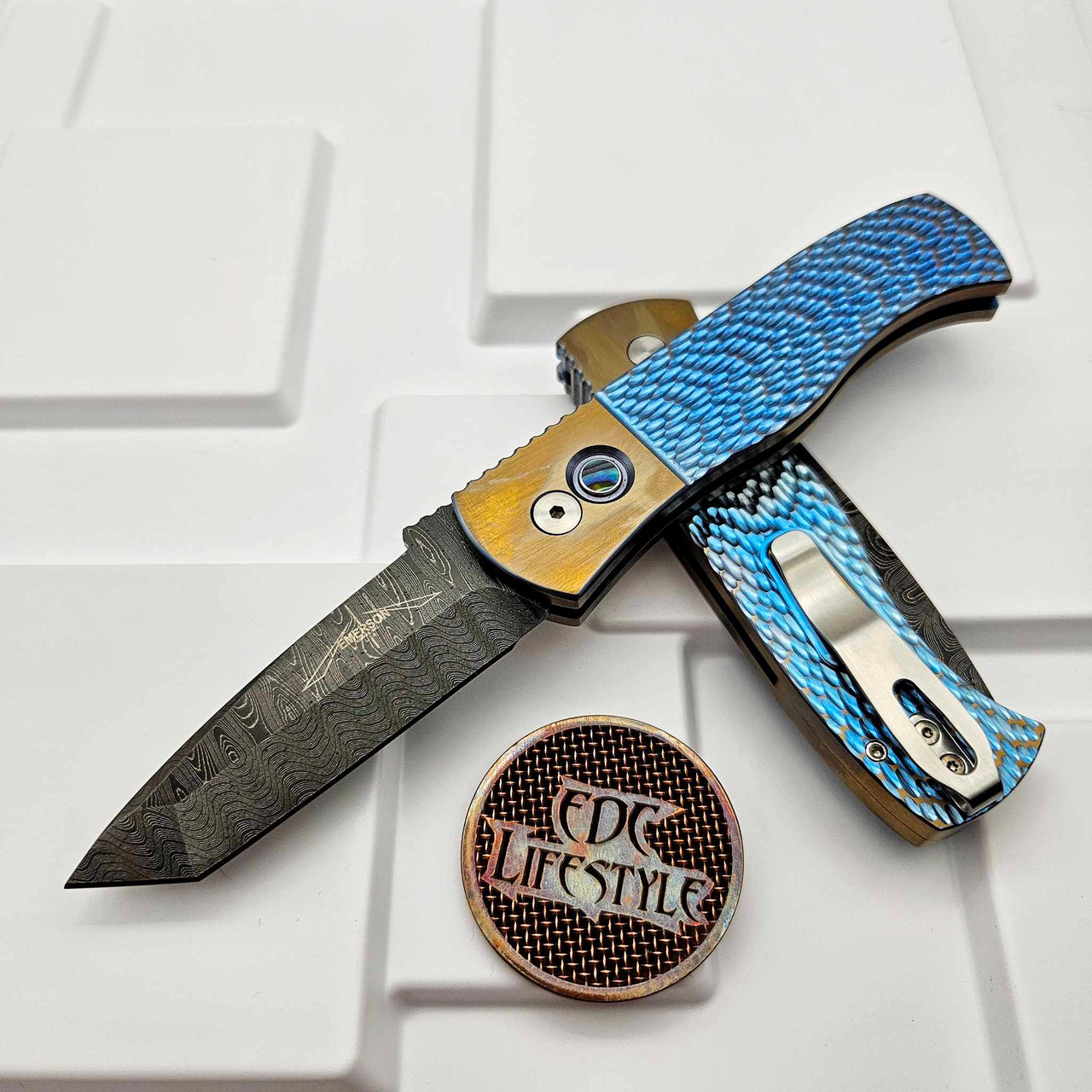 Pro Tech Knives Emerson Design Cqc7 Auto Jigged Ti Bluebronze Ano