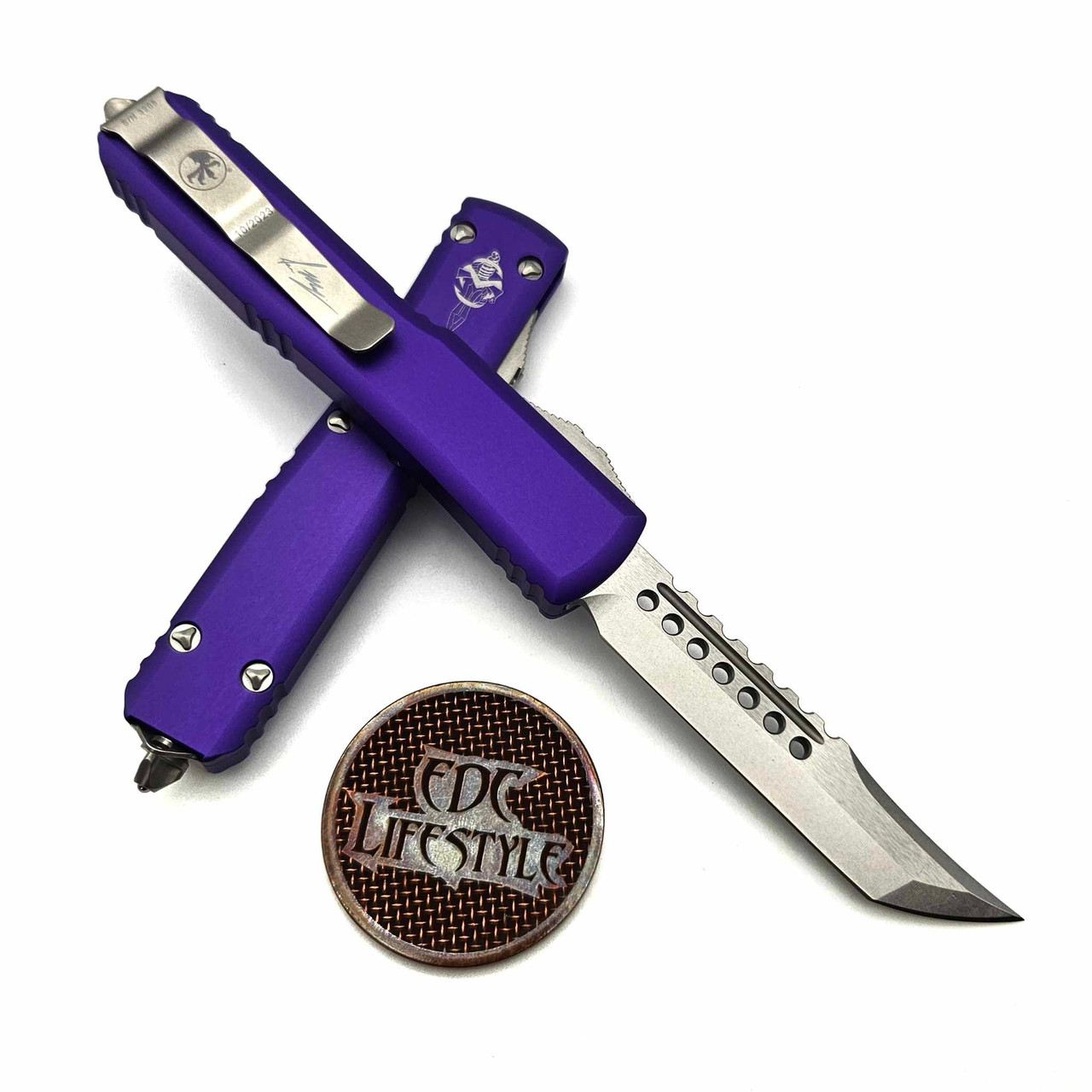 Microtech Ultratech 119-10PUS Purple Hellhound Tanto Stonewash