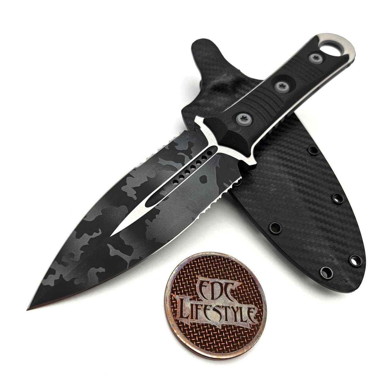 Microtech/Borka Blades 201-2UCS SBD Fixed Blade Partial Serrated Double ...