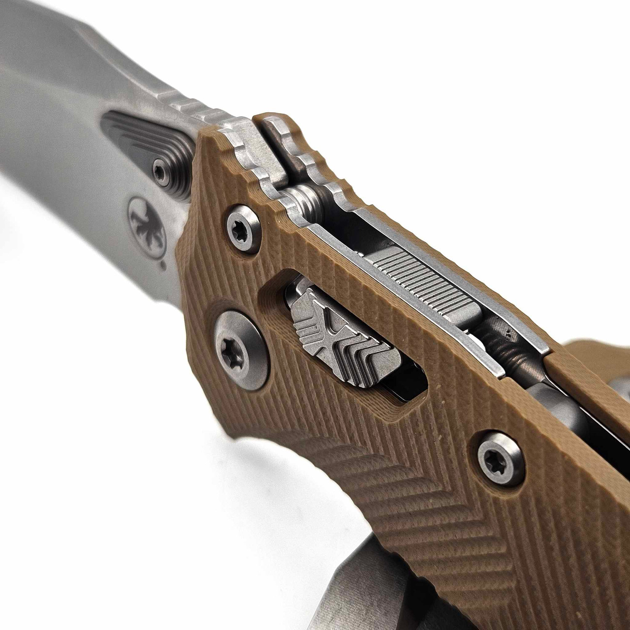 Microtech Amphibian Ram Lok 137rl 10flgtta Fluted Tan G 10 Stonewash