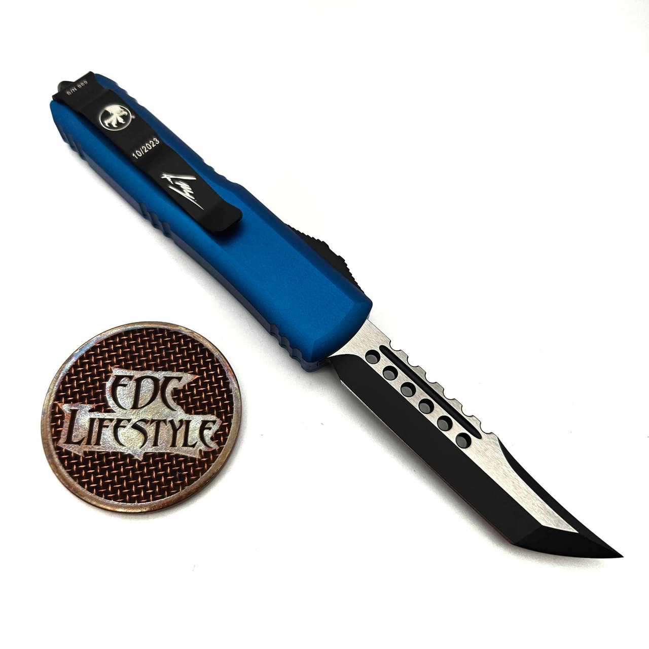 Microtech Utx 85 719 1bls Blue Hellhound Tanto Black Standard