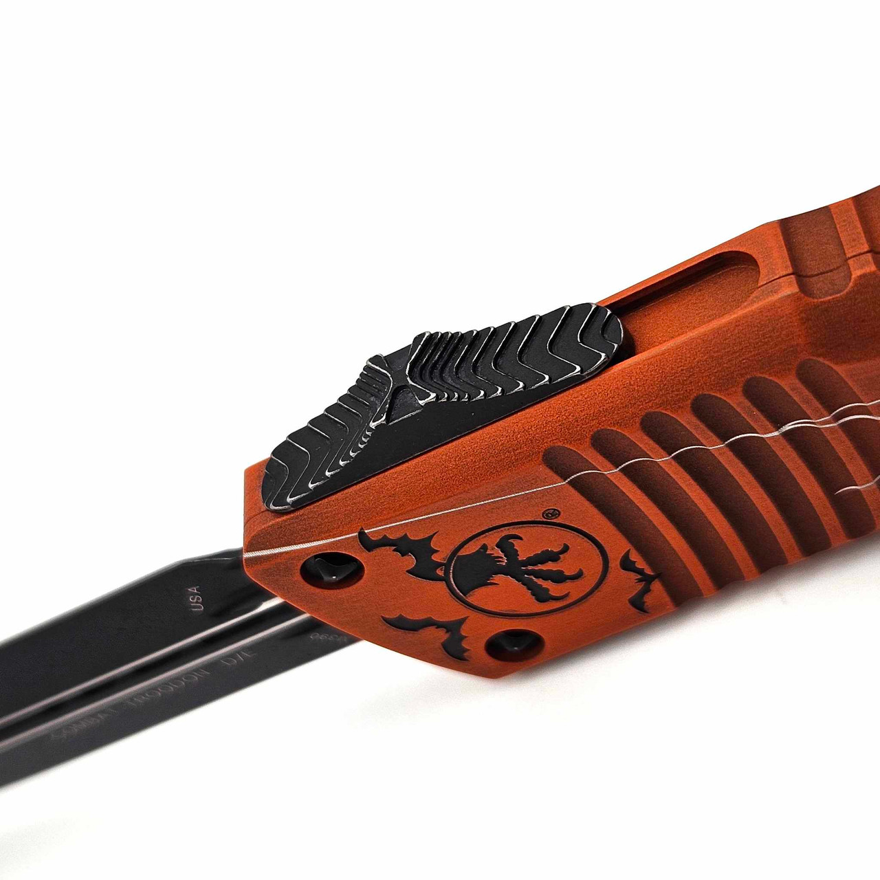 Microtech Combat Troodon 142-1HWWS Halloween Web Orange Fluted Double Edge