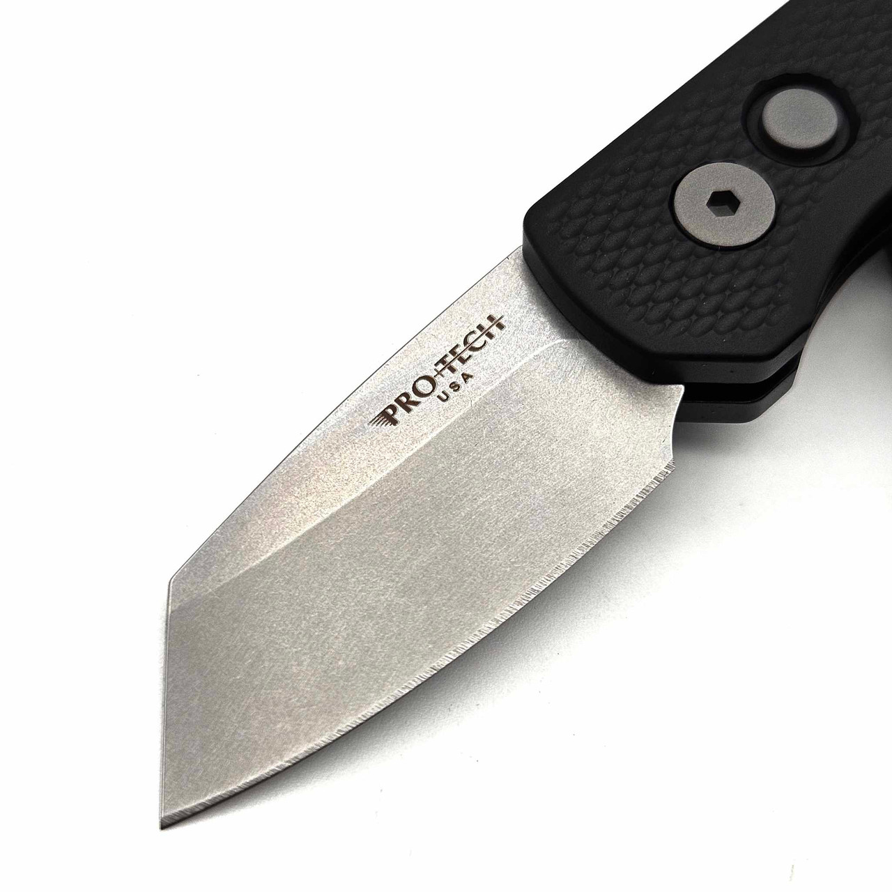 Pro Tech Knives Runt 5 Auto Knife Black Texture Handle 195 Stonewash
