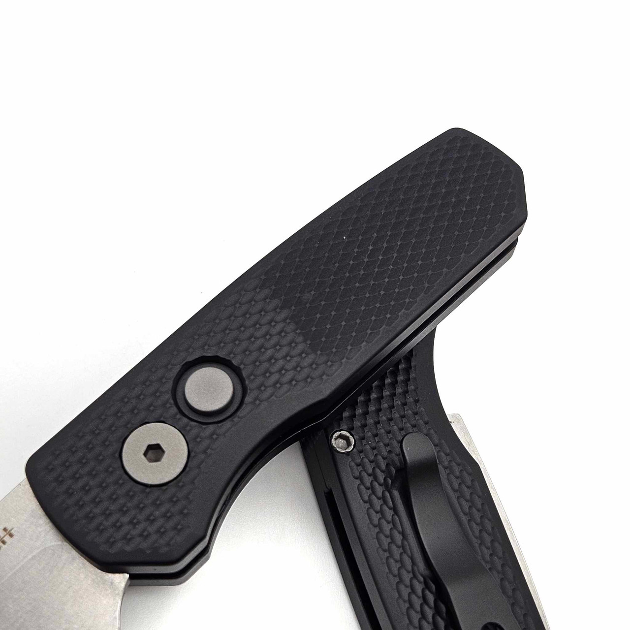 Pro Tech Knives Runt 5 Auto Knife Black Texture Handle 195 Stonewash