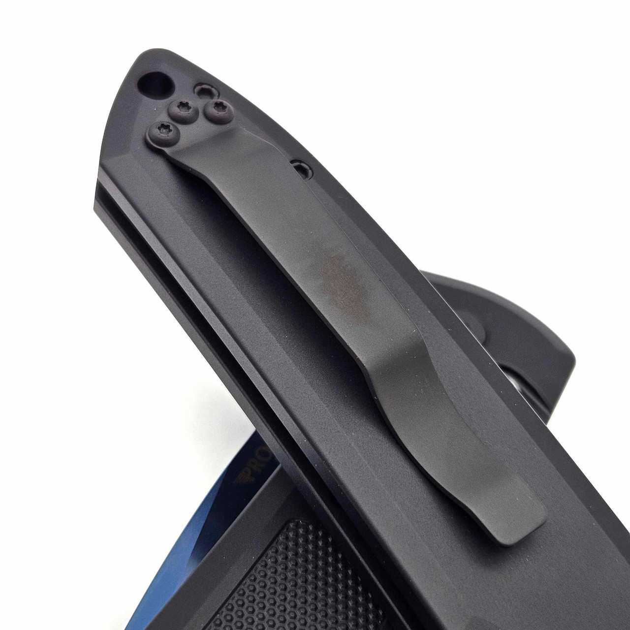 Pro Tech Knives Rockeye Auto Les George Textured Black Handle Sapphire