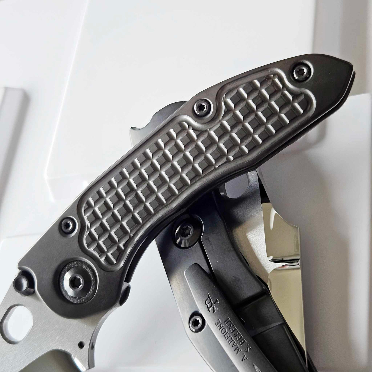 Marfione Custom Knives & Borka Blades Darkstar Liquid Metal Tritium Insert