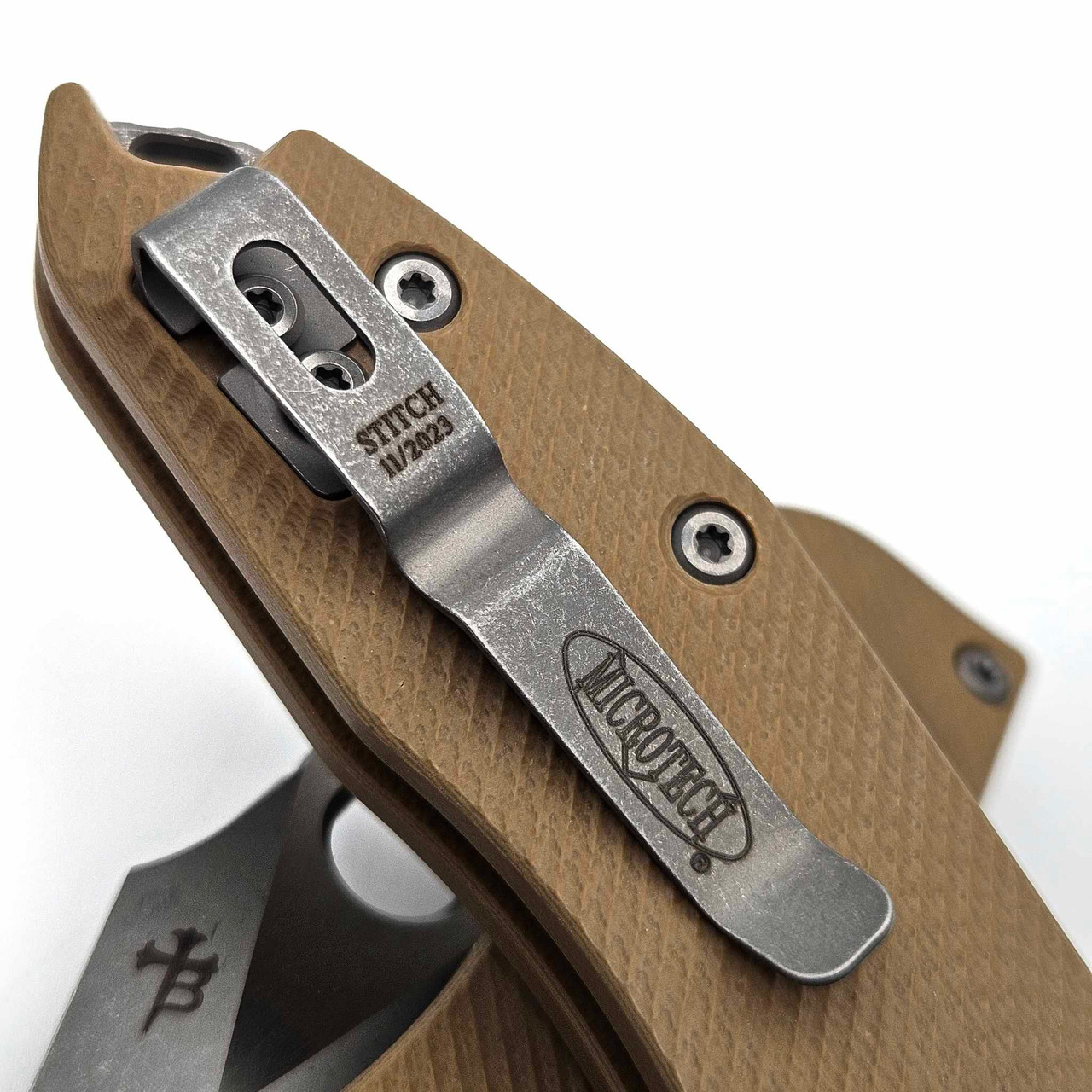 Microtech Stitch Ram-Lok 169RL-10APFLGTTA Fluted Tan G-10 Apocalyptic