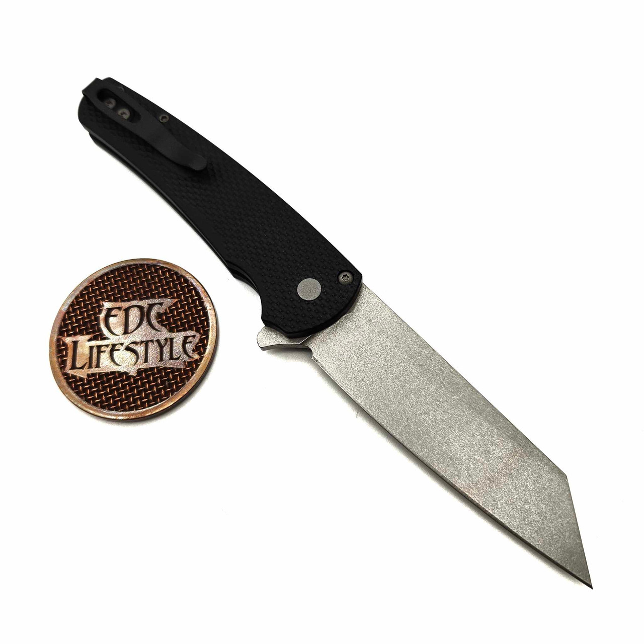 Pro Tech Knives Malibu Textured Black Handle Stonewash 20cv Reverse