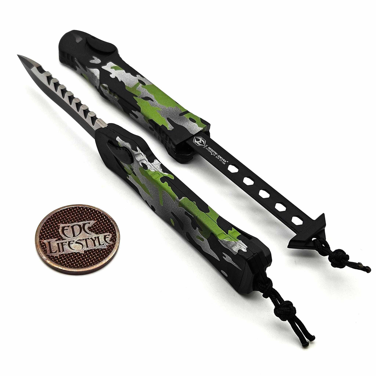 Heretic Knives Hydra Single Action Recurve 2 Tone Black Heretic Camo