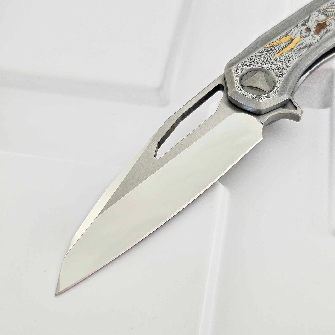 Marfione Custom Sigil Mirror Polish Elmax RoyAlloy SS w/Dragin Fighting ...