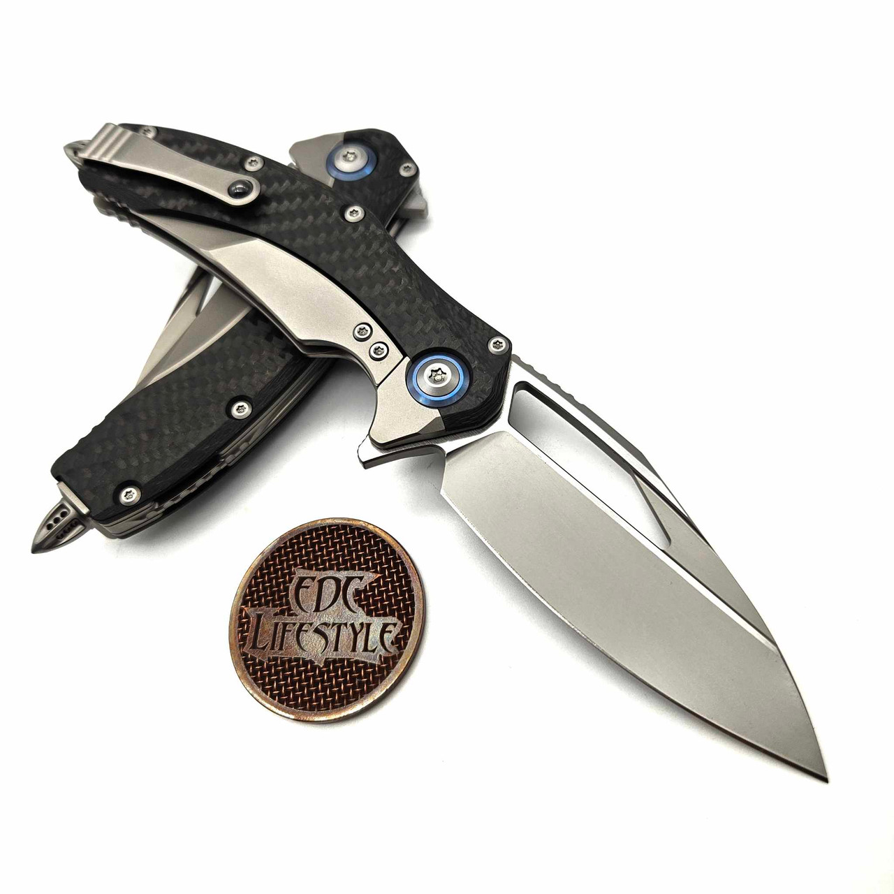 Microtech Matrix Titanium Handle Bead Blast Standard Blue Ti Pivot