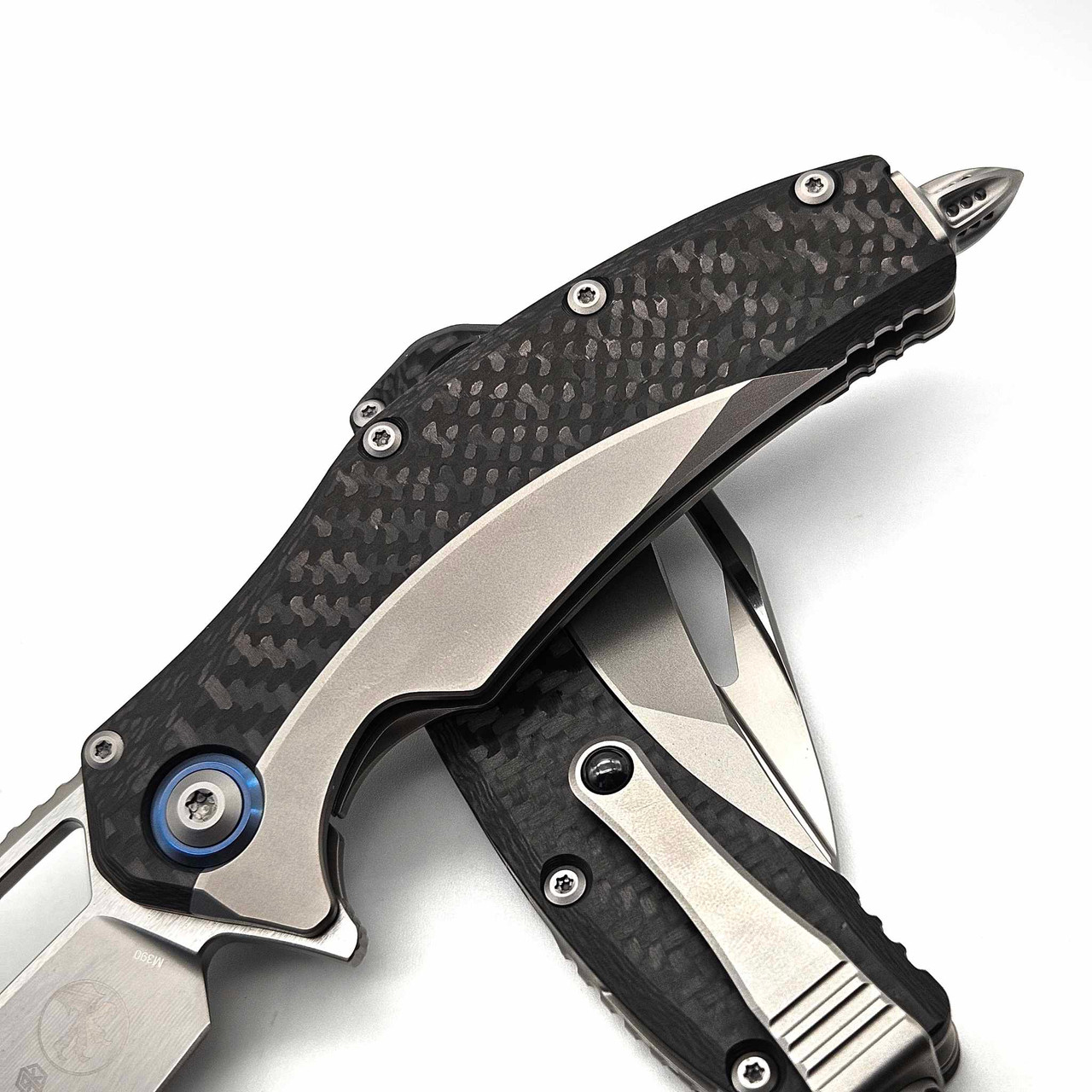 Microtech Matrix Titanium Handle Bead Blast Standard Blue Ti Pivot