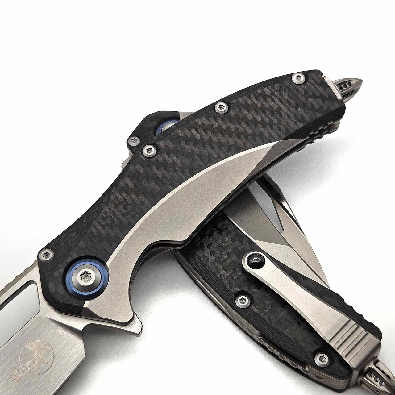 Microtech Matrix Titanium Handle Hand Rubbed Satin Standard Blue Ti ...