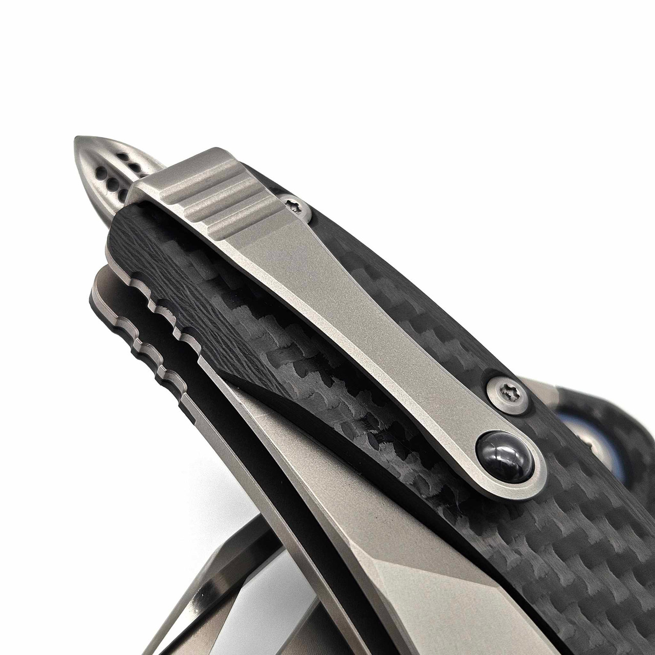 Microtech Matrix Titanium Handle Hand Rubbed Satin Standard Blue Ti ...