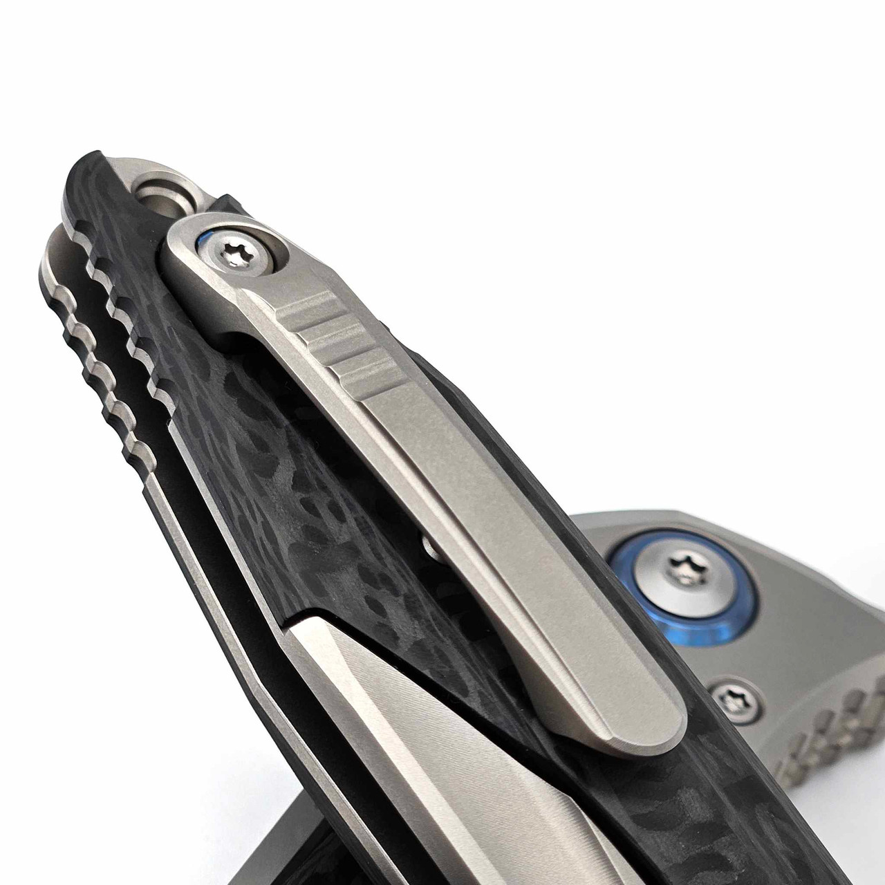 Microtech Socom Bravo Mini Single Edge Titanium Handle Bead Blast Standard Blue Ti Pivot Collar ...