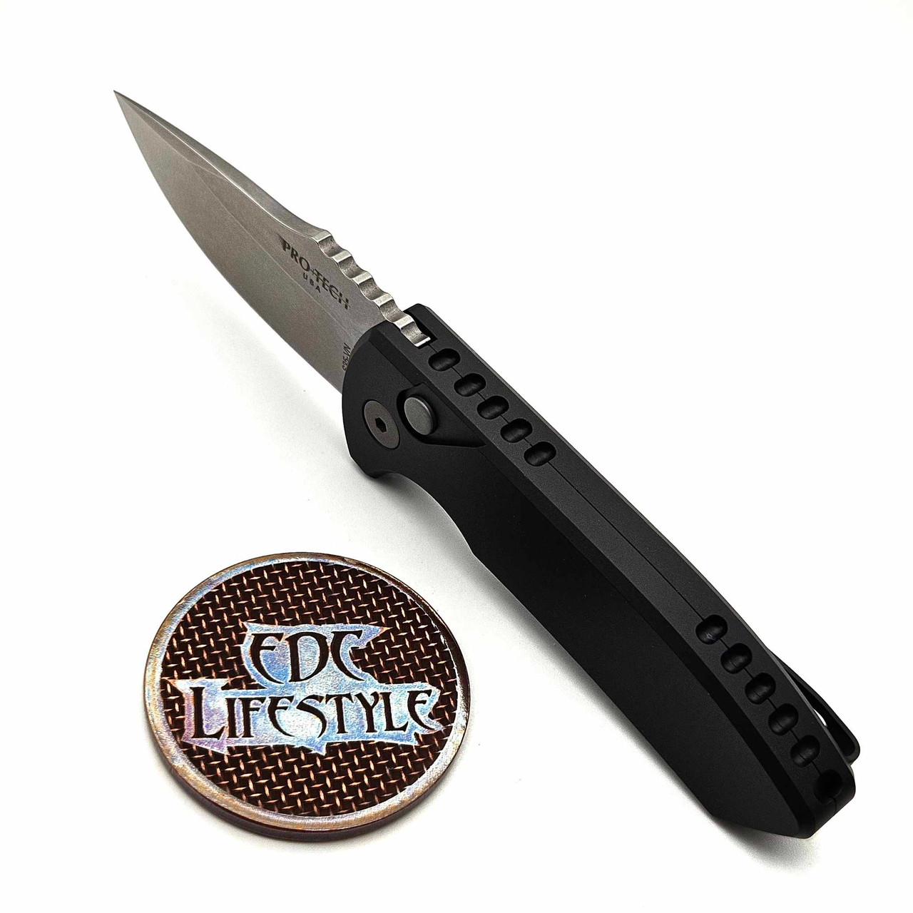 Pro Tech Knives Lg401 Sbr Short Blade Rockeye Smooth Black Handles