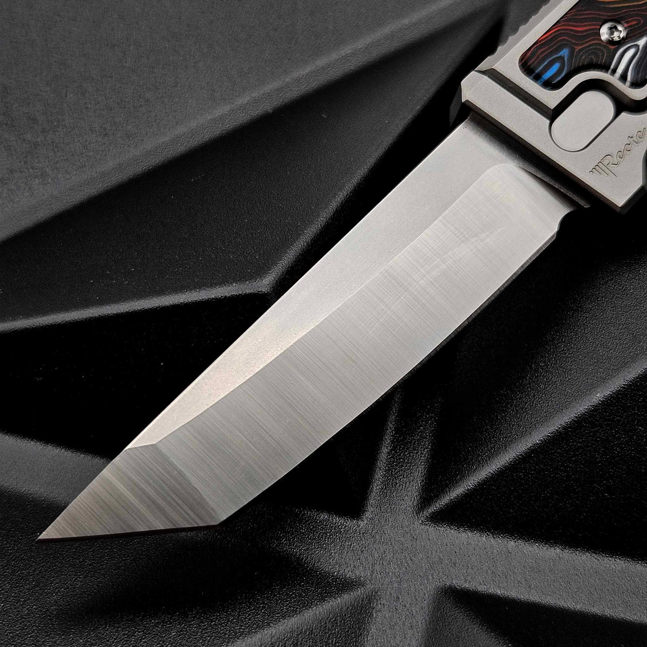Reate Knives Exo M Gravity Knife Mult Color G 10 Damascus Pattern 6al4v