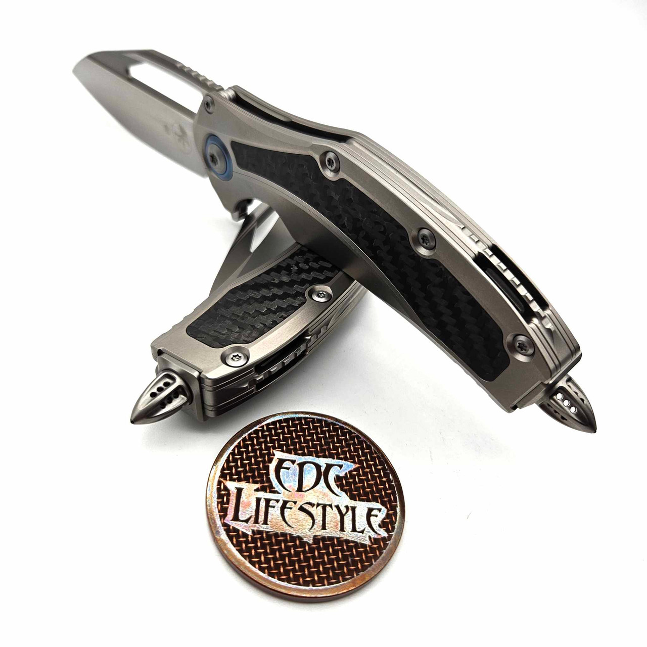 Microtech Matrix Titanium Handle Hand Rubbed Satin Standard Blue Ti ...