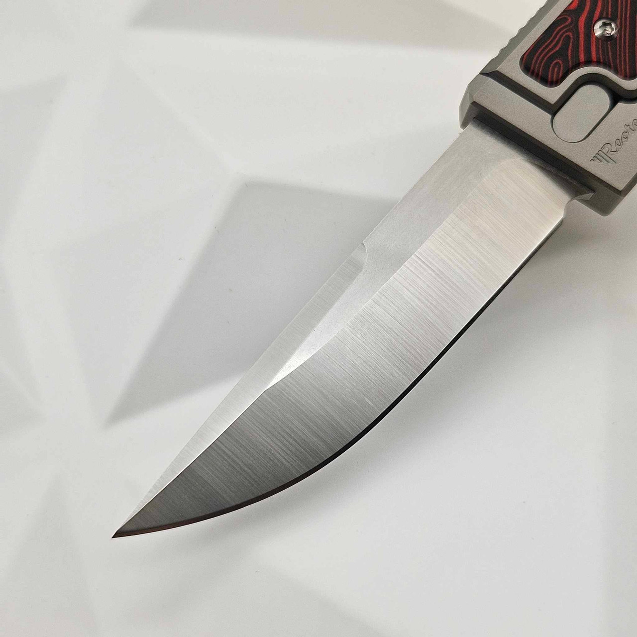 Reate Knives Exo-M Gravity Knife Red/Black G-10 Damascus Pattern 6AL4V ...