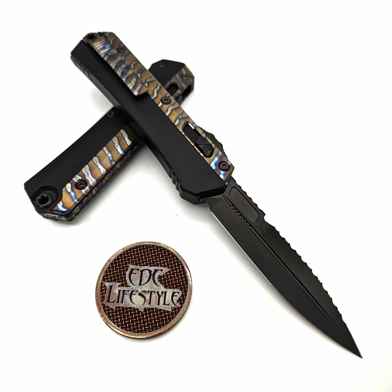 Microtech Knives Glykon 184-2DLCFA Partial Serrated Bayonet DLC Blade ...