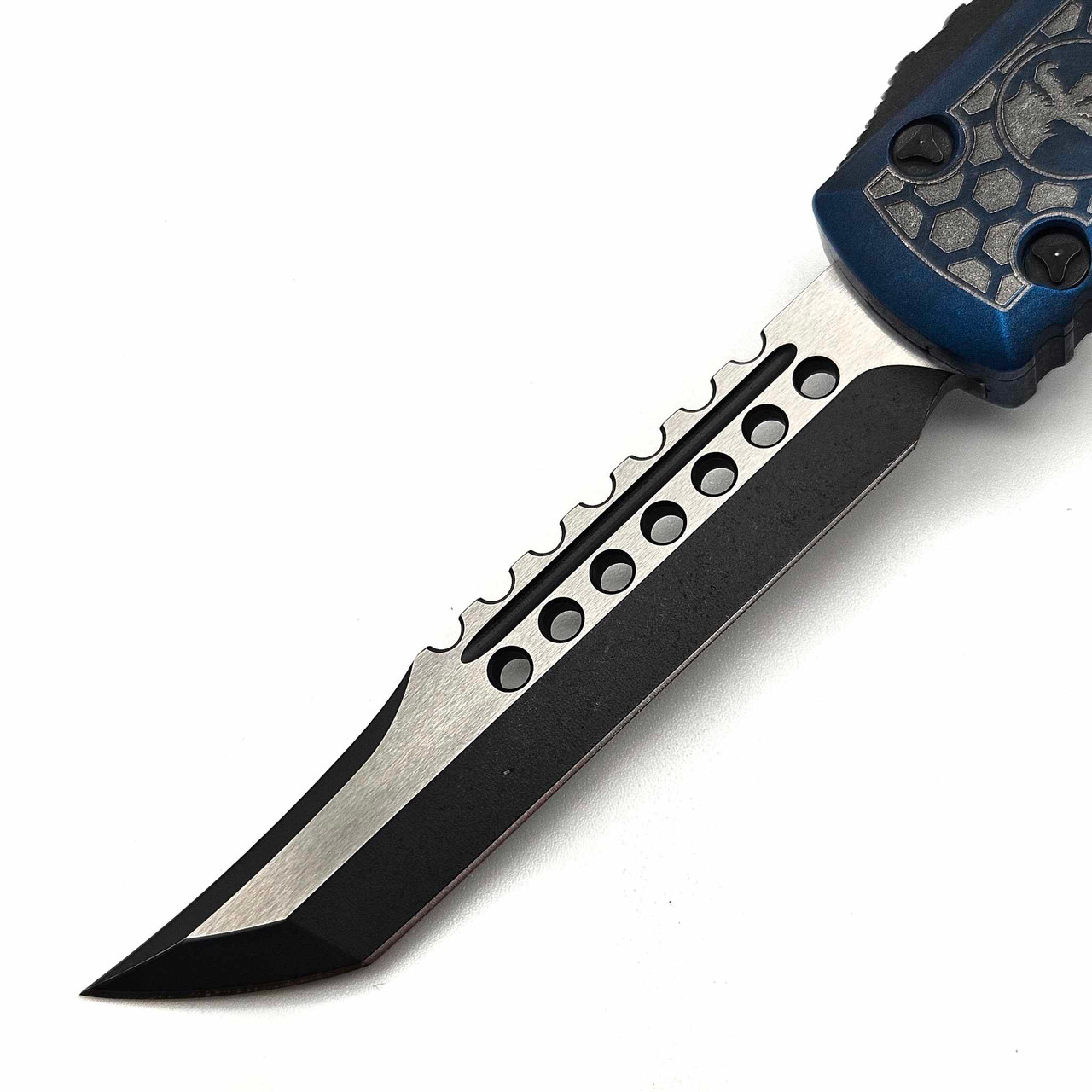 Microtech Ultratech 119-1HXWBLS Hex Pattern Weathered Blue Hellhound ...
