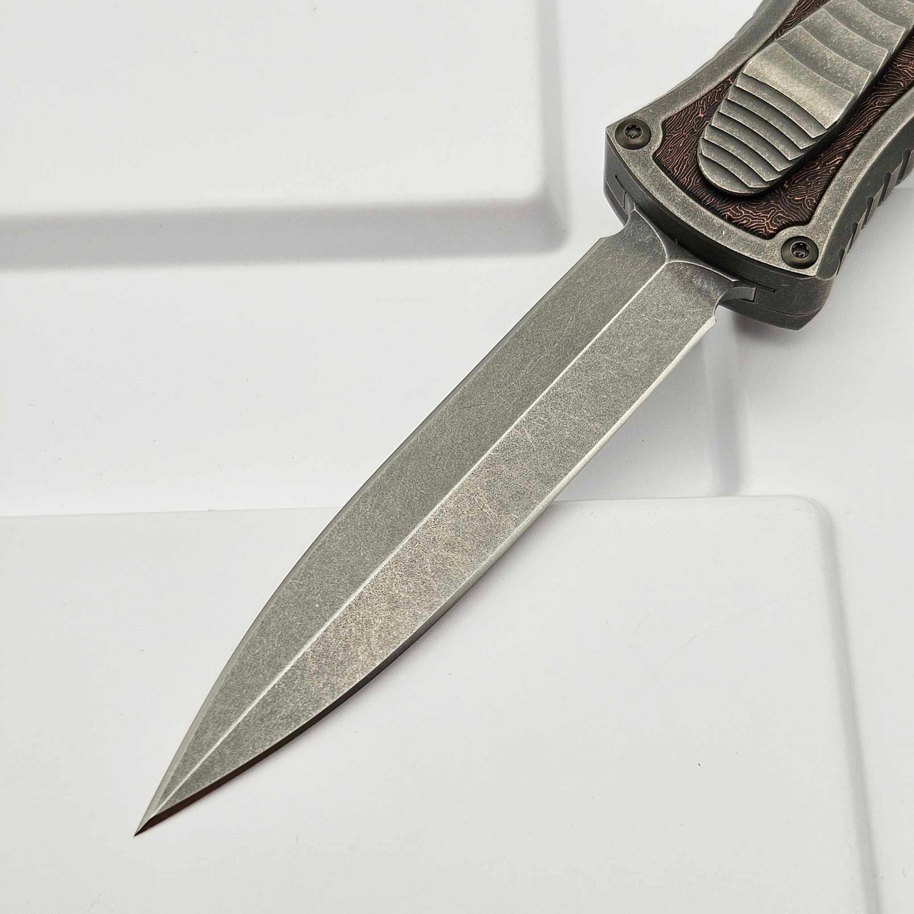 Hawk Knives Deadlock Model C Ttianium Copper Space Coral Inlay D/E Magnacut