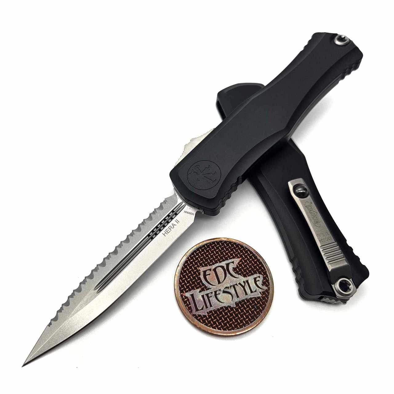 Microtech 1702 12 Hera Ii Double Edge Stonewash Full Serrated