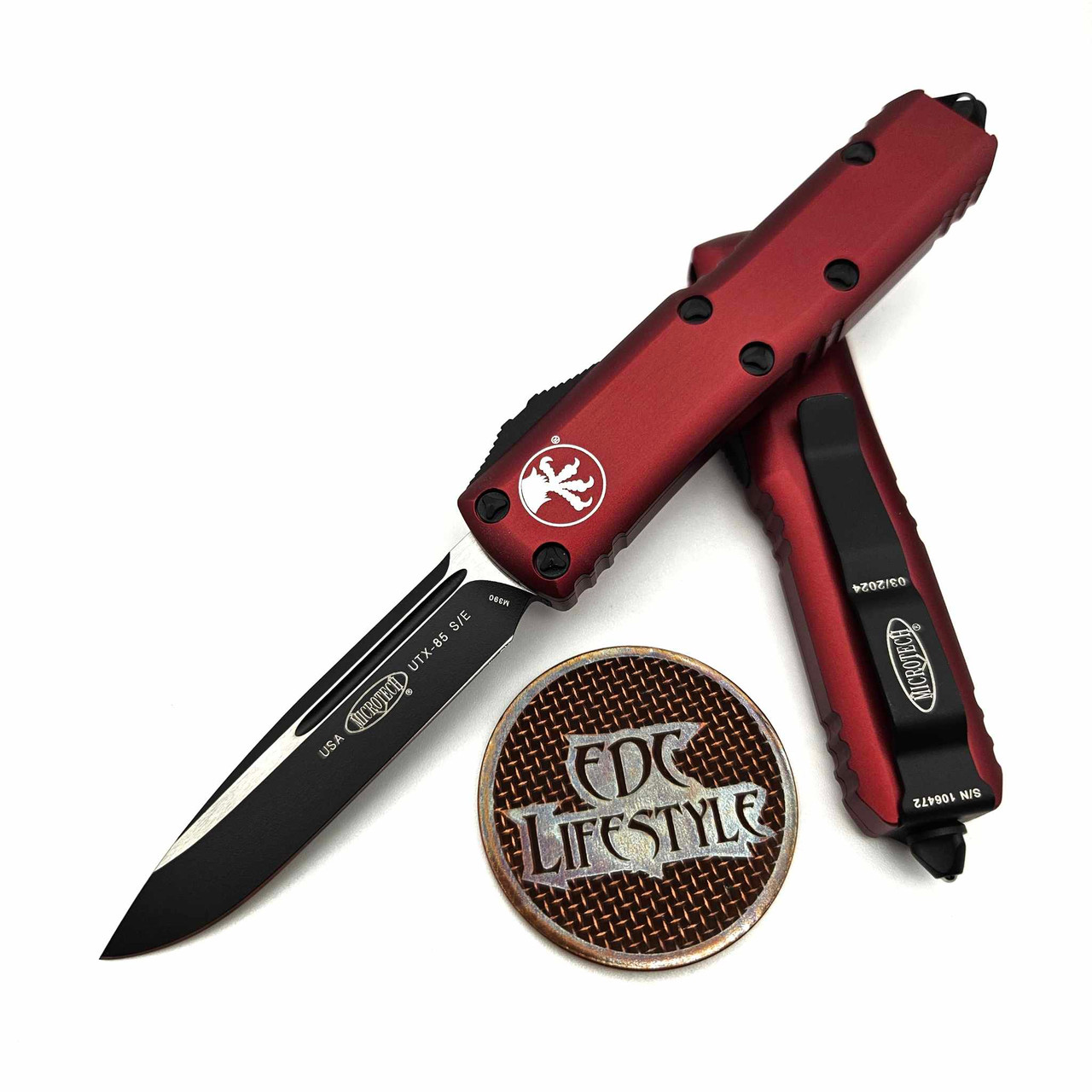 Microtech Utx 85 231 1mr Merlot Single Edge Black Standard