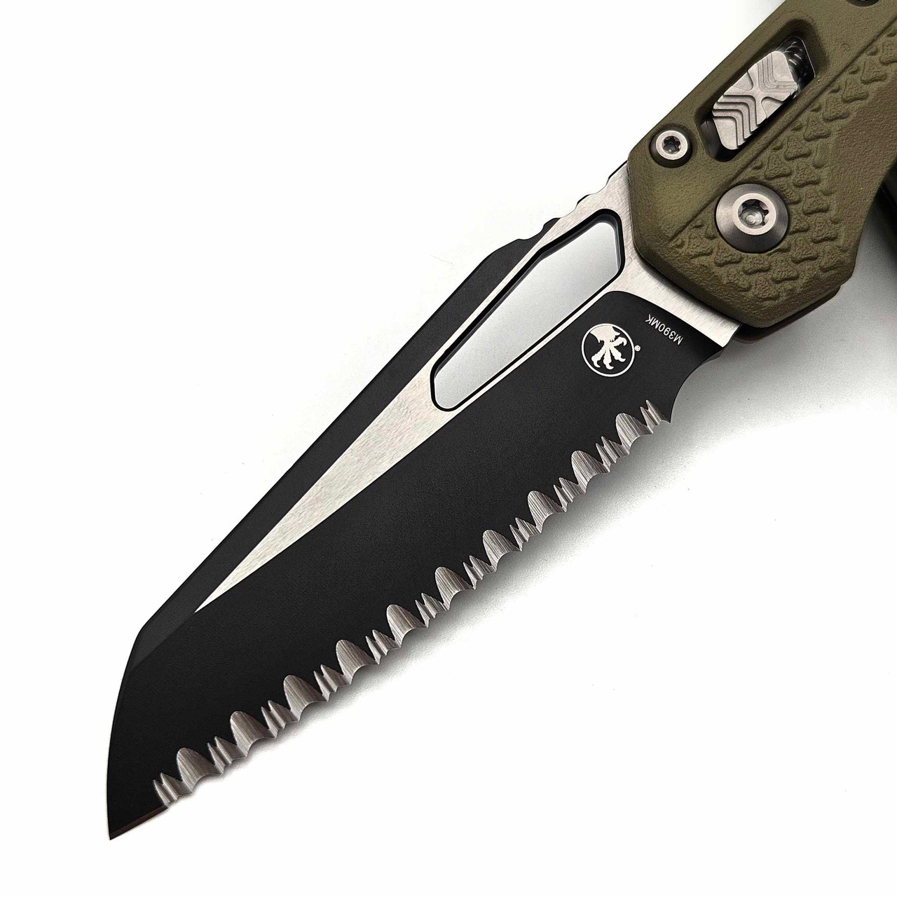 Microtech MSI Ram-Lok S/E Tri-Grip OD Green Polymer Black Full Serrated ...