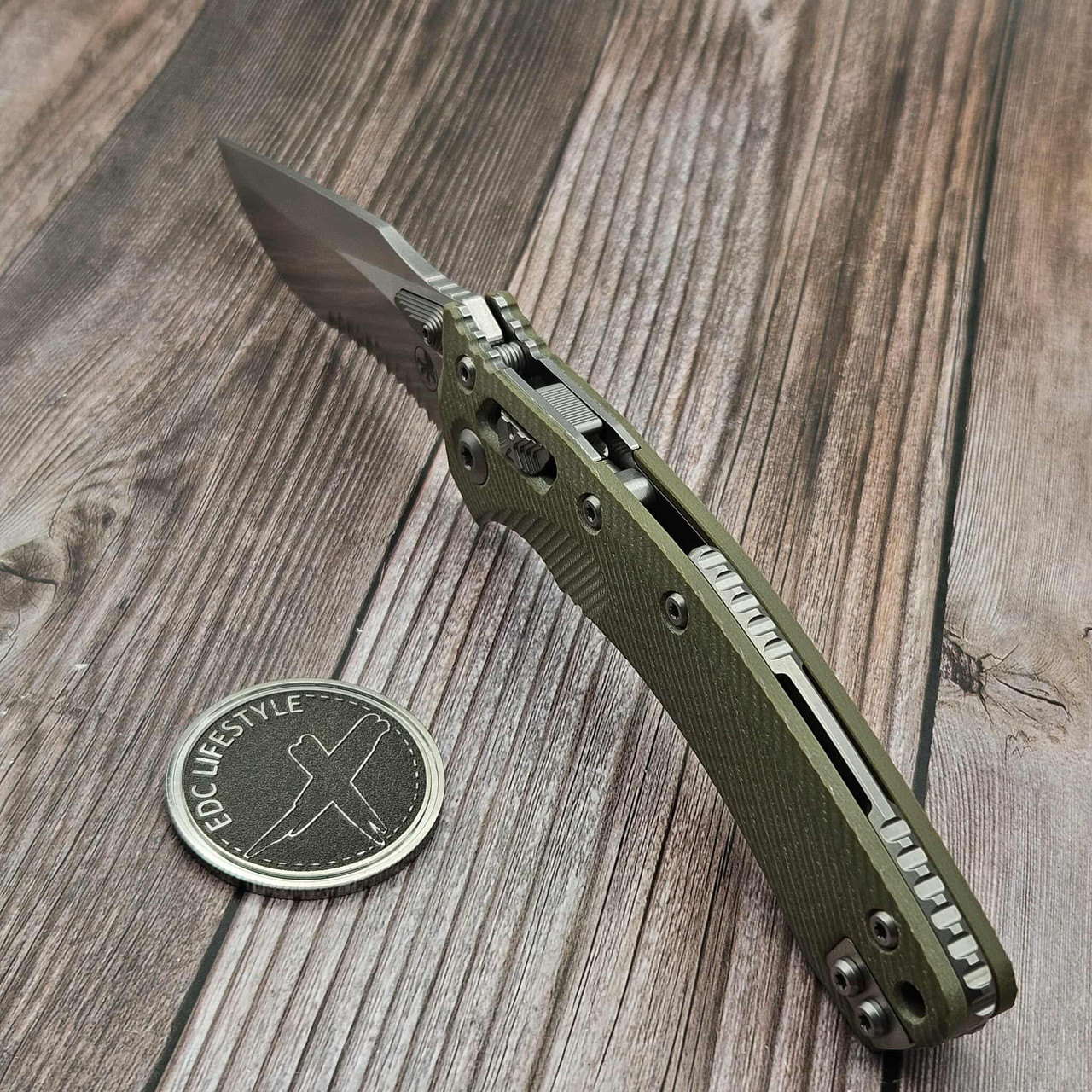 Microtech Amphibian Ram-Lok 137RL-11FLGTOD Fluted OD Green G-10 ...