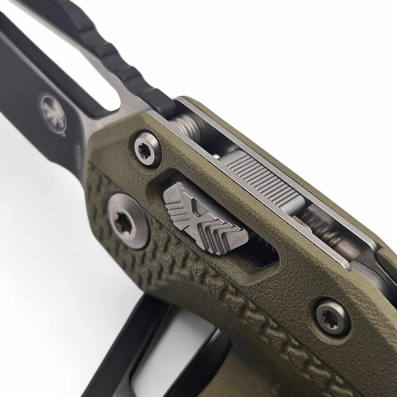 Microtech MSI Ram-Lok S/E Tri-Grip OD Green Polymer Black Blade w/Bead ...