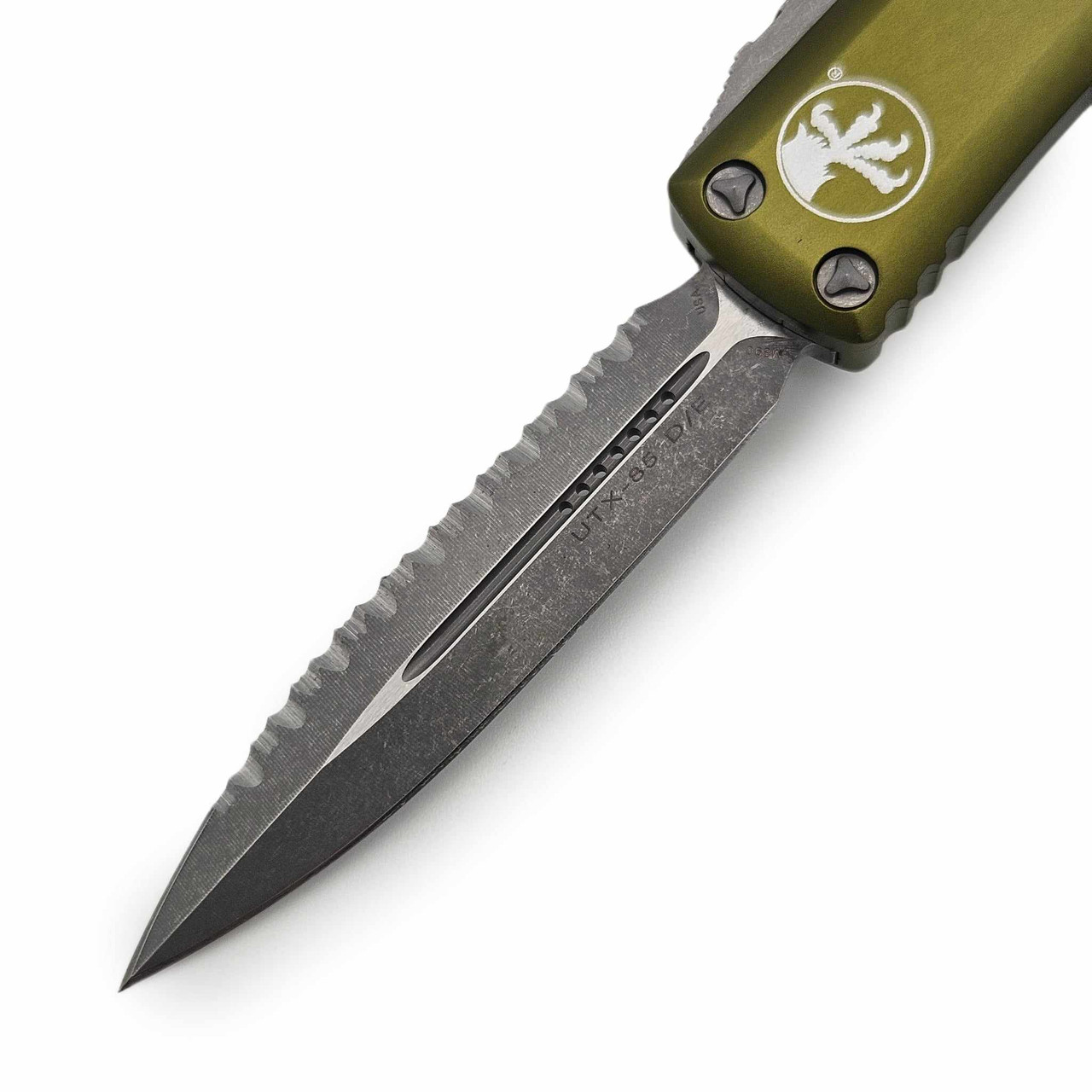 Microtech Utx 85 232 12apod Od Green Apocalyptic Double Edge Full Serrated