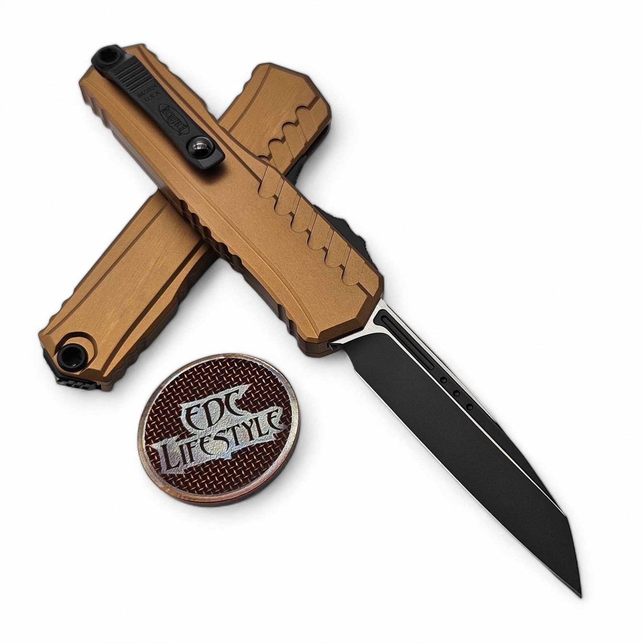 Microtech Cypher II 1241-1TA Tan Anodized Black Standard