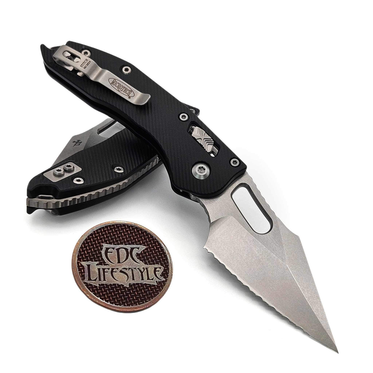 Microtech Stitch Ram-Lok 169RL-12FL Black Fluted Aluminum Stonewash ...